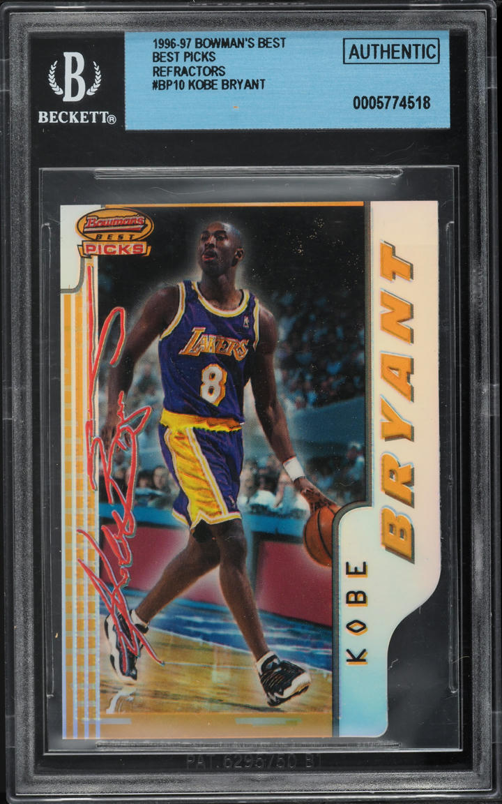 1996 Bowman's Best Picks Refractor Die-Cut Kobe Bryant ROOKIE #BP10 BGS ...