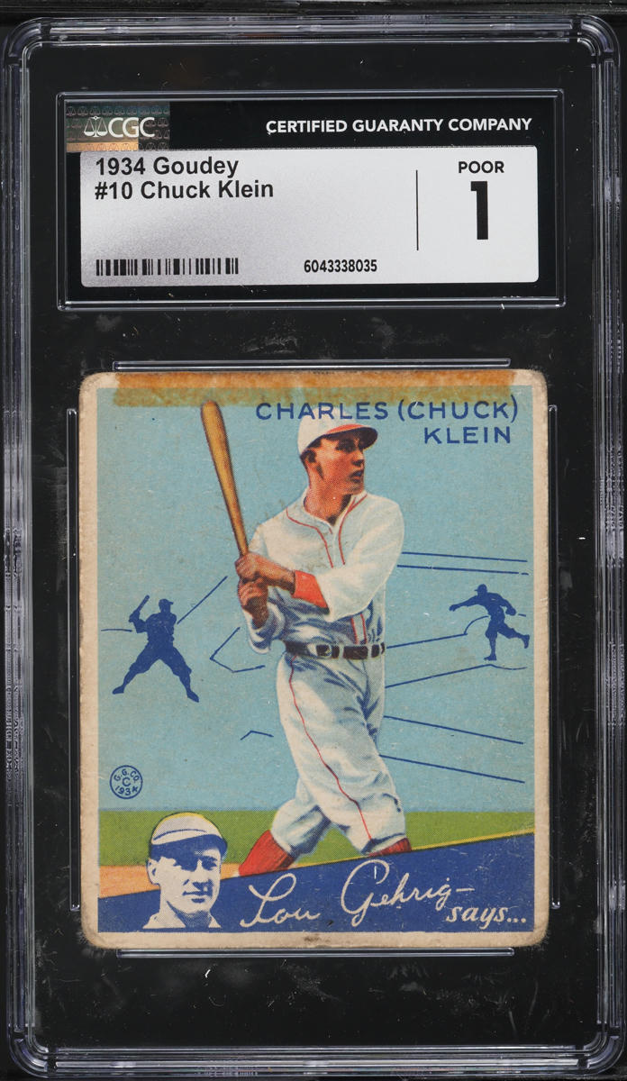 1934 Goudey Chuck Klein #10 CGC 1 PR on Fanatics Collect