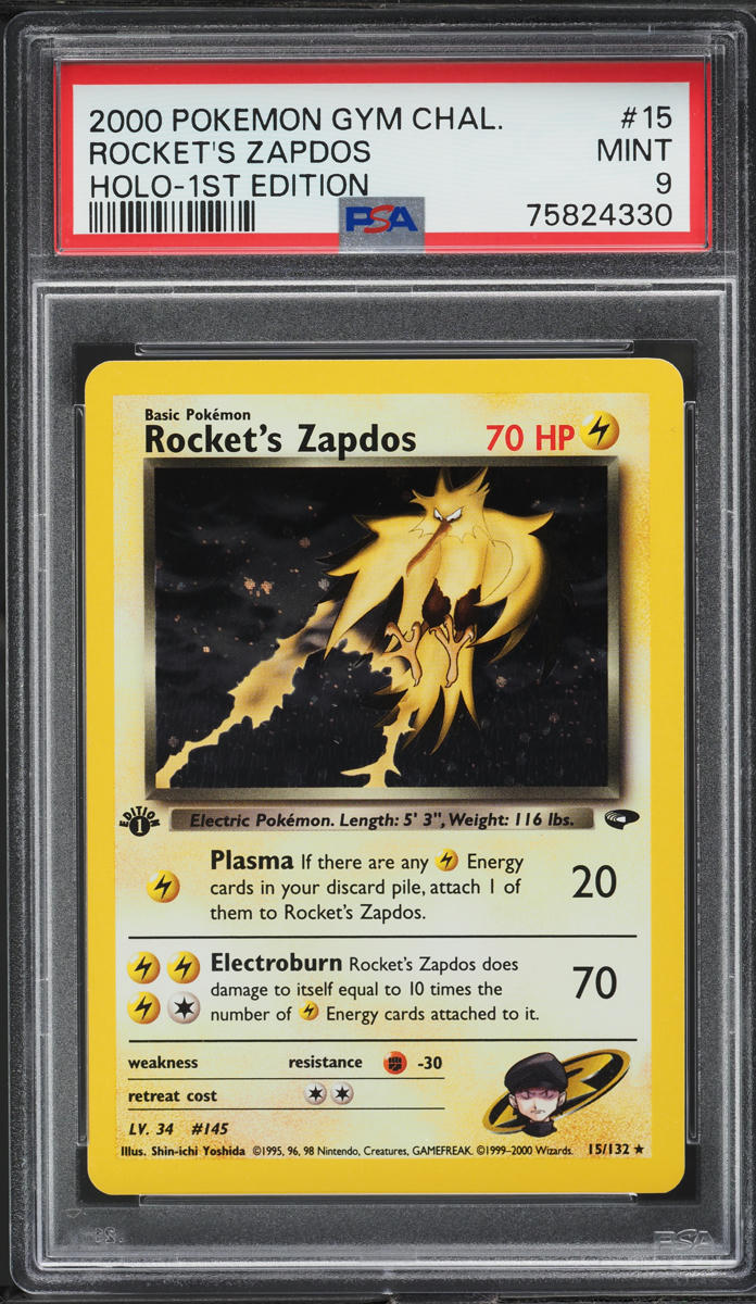 2000 Pokemon Gym Challenge 1st Edition Holo Rocket's Zapdos #15 PSA 9 MINT on Fanatics Collect