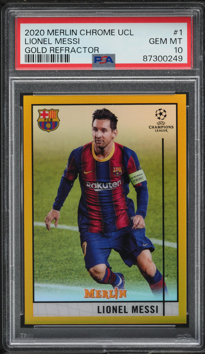 2020 Topps Merlin Chrome UEFA Gold Refractor Lionel Messi /50 #1 PSA 10 ...