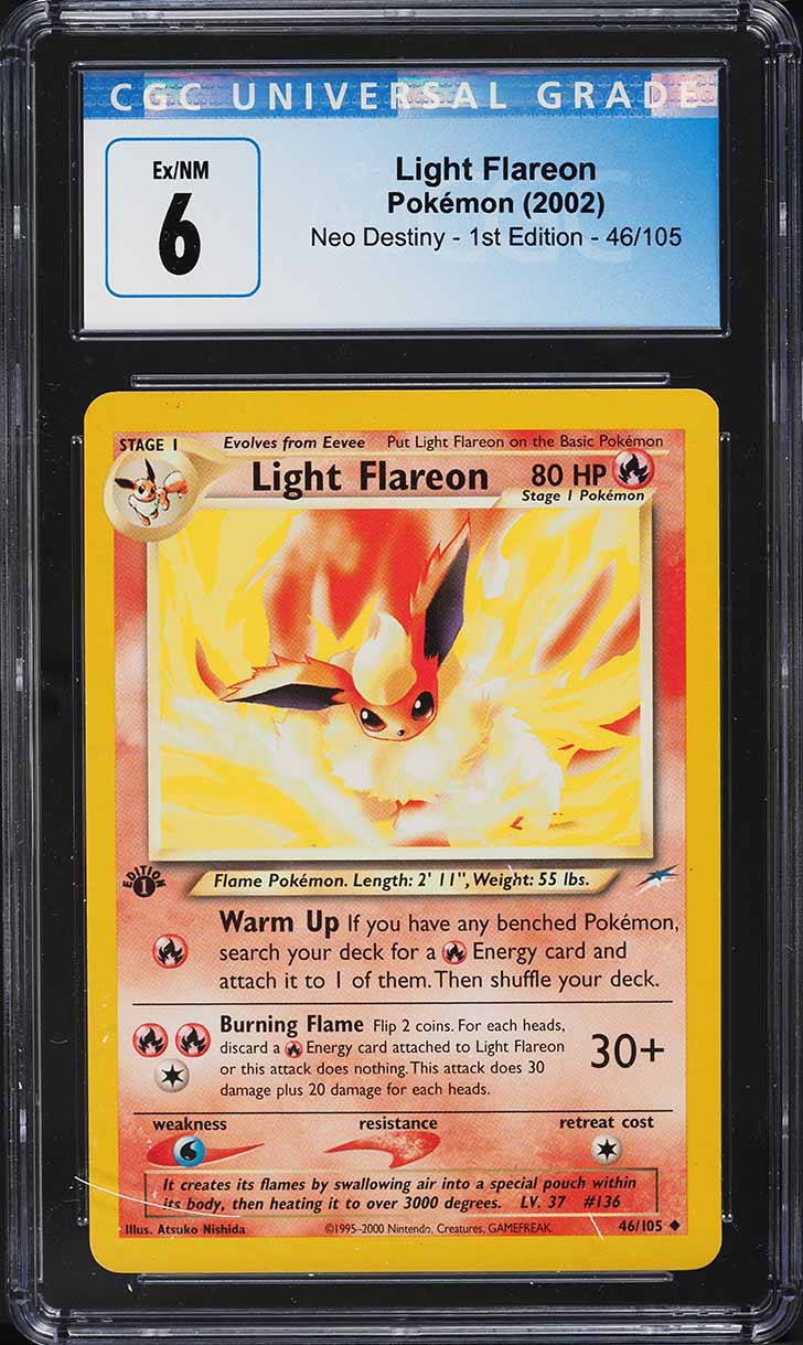 2002 Pokemon Neo Destiny 1st Edition Light Flareon #46 CGC 6 EXMT on ...