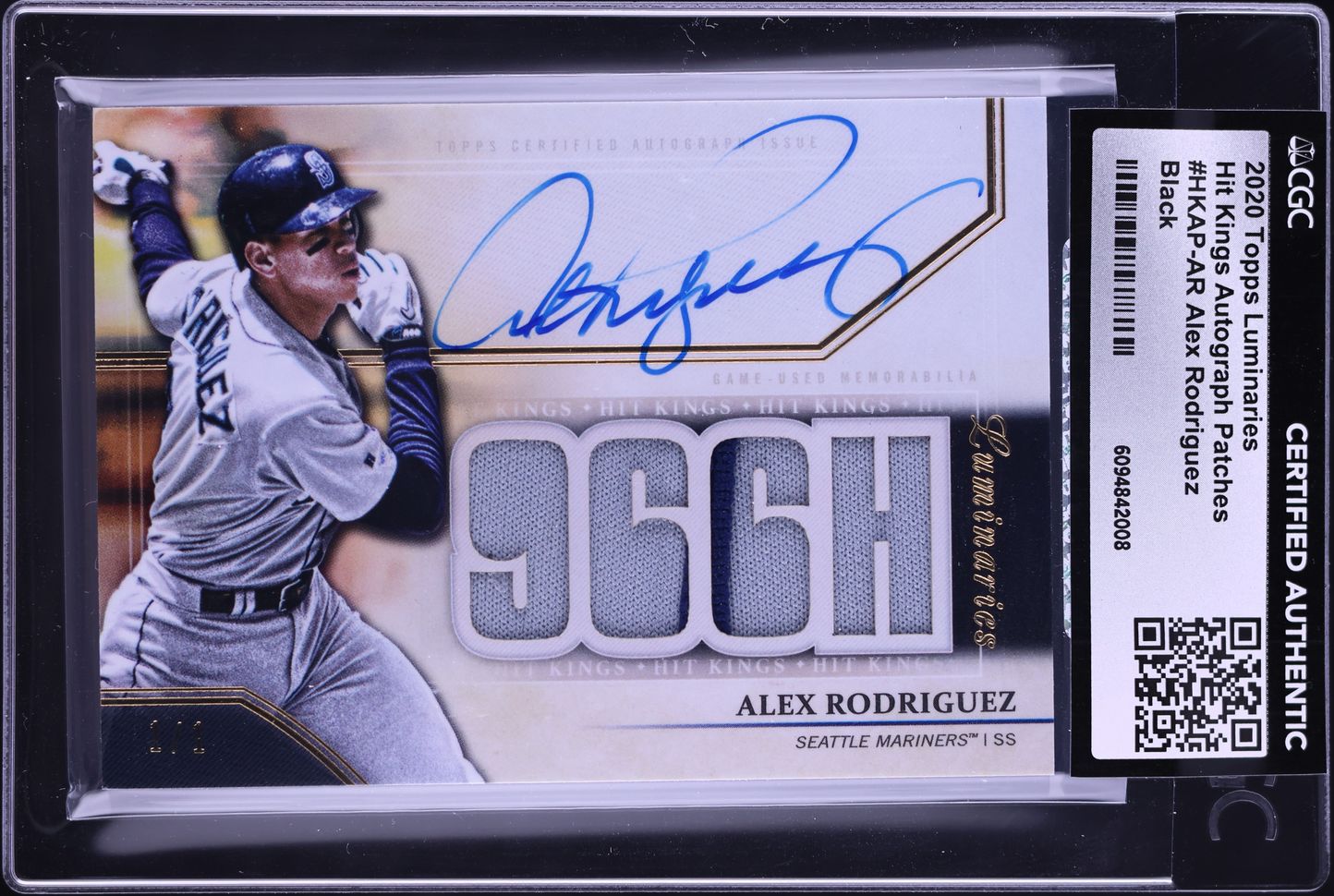 2020 Topps Luminaries Hit Kings Black Alex Rodriguez PATCH AUTO 1/1 # ...