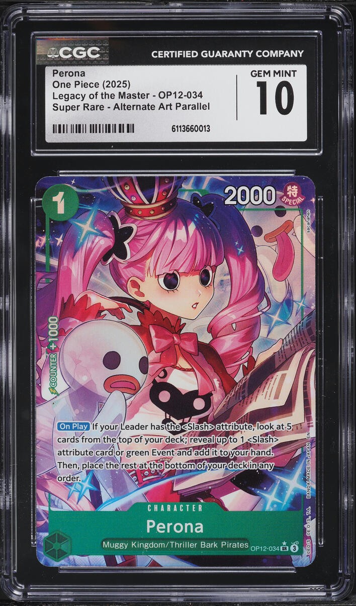 2025 One Piece Legacy Of The Master Alt Art Perona #OP12-034 CGC 10 GEM ...
