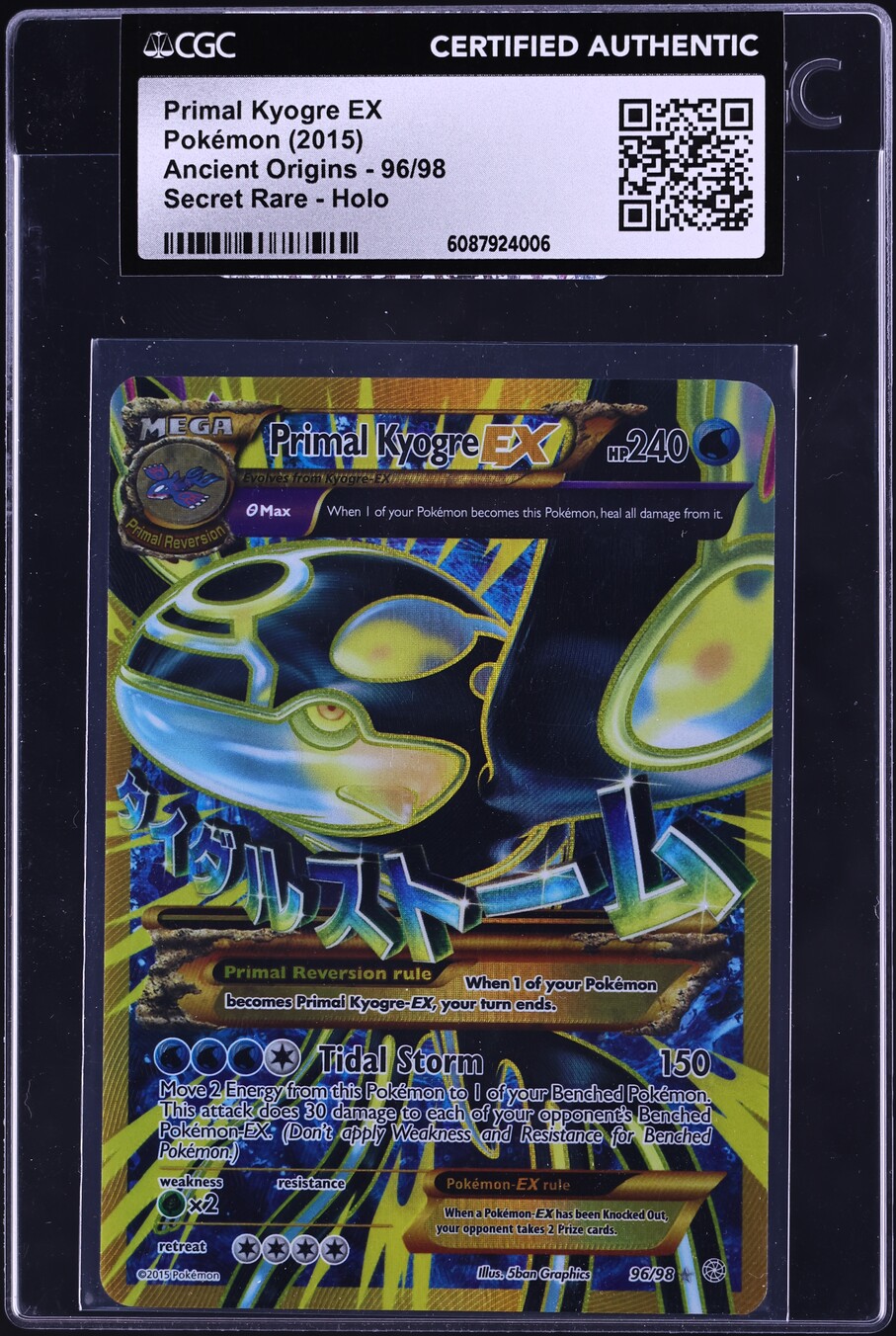 2015 Pokemon XY Ancient Origins Full Art Primal Kyogre EX #96 CGC AUTH ...