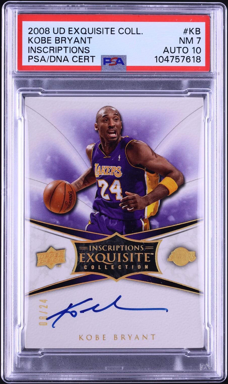 2008 Exquisite Collection Inscriptions Kobe Bryant AUTO DNA 10 /24 PSA ...