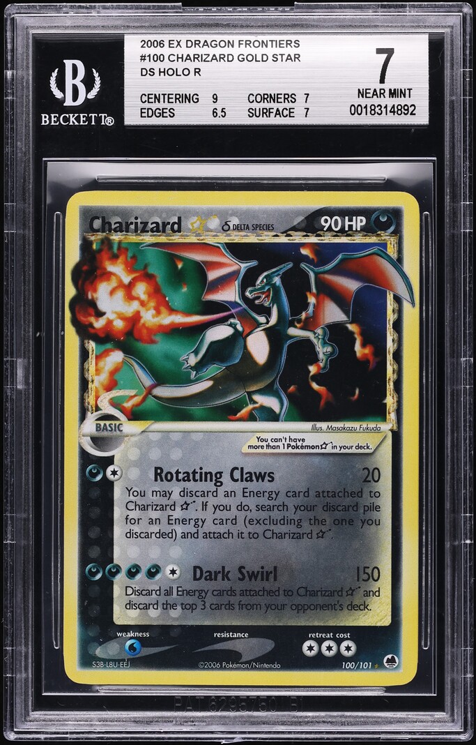 2006 Pokemon EX Dragon Frontiers Holo Charizard Gold Star #100 BGS 7 ...
