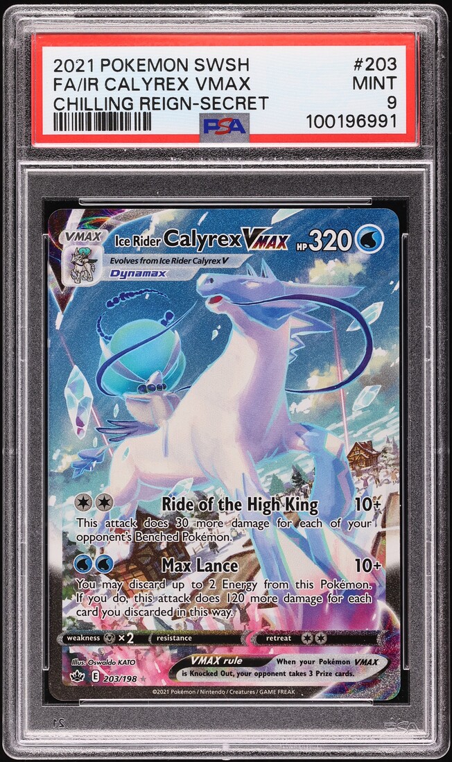 2021 Pokemon SWSH Chilling Reign Full Art Ice Rider Calyrex VMAX #203 ...