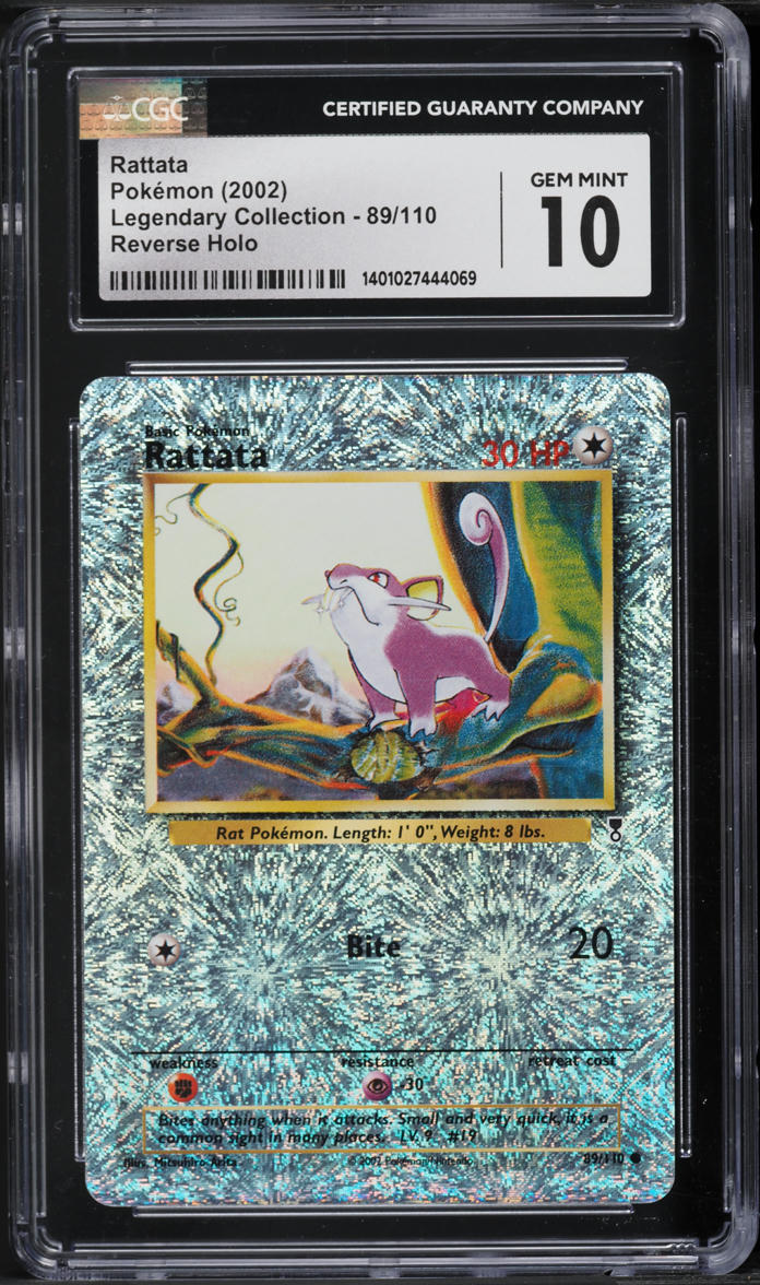 2002 Pokemon Legendary Collection Reverse Holo Rattata #89 CGC 10 GEM ...