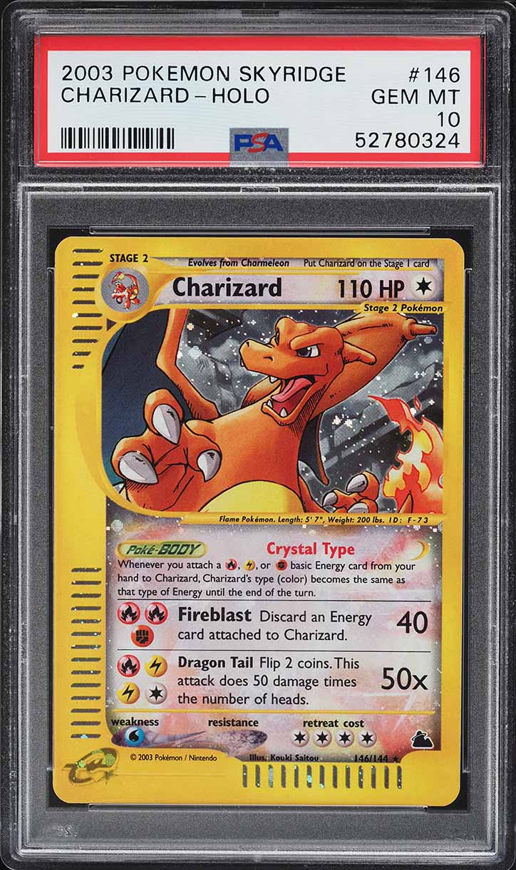 2003 Pokemon Skyridge Holo Crystal Charizard #146 PSA 10 GEM MINT on ...