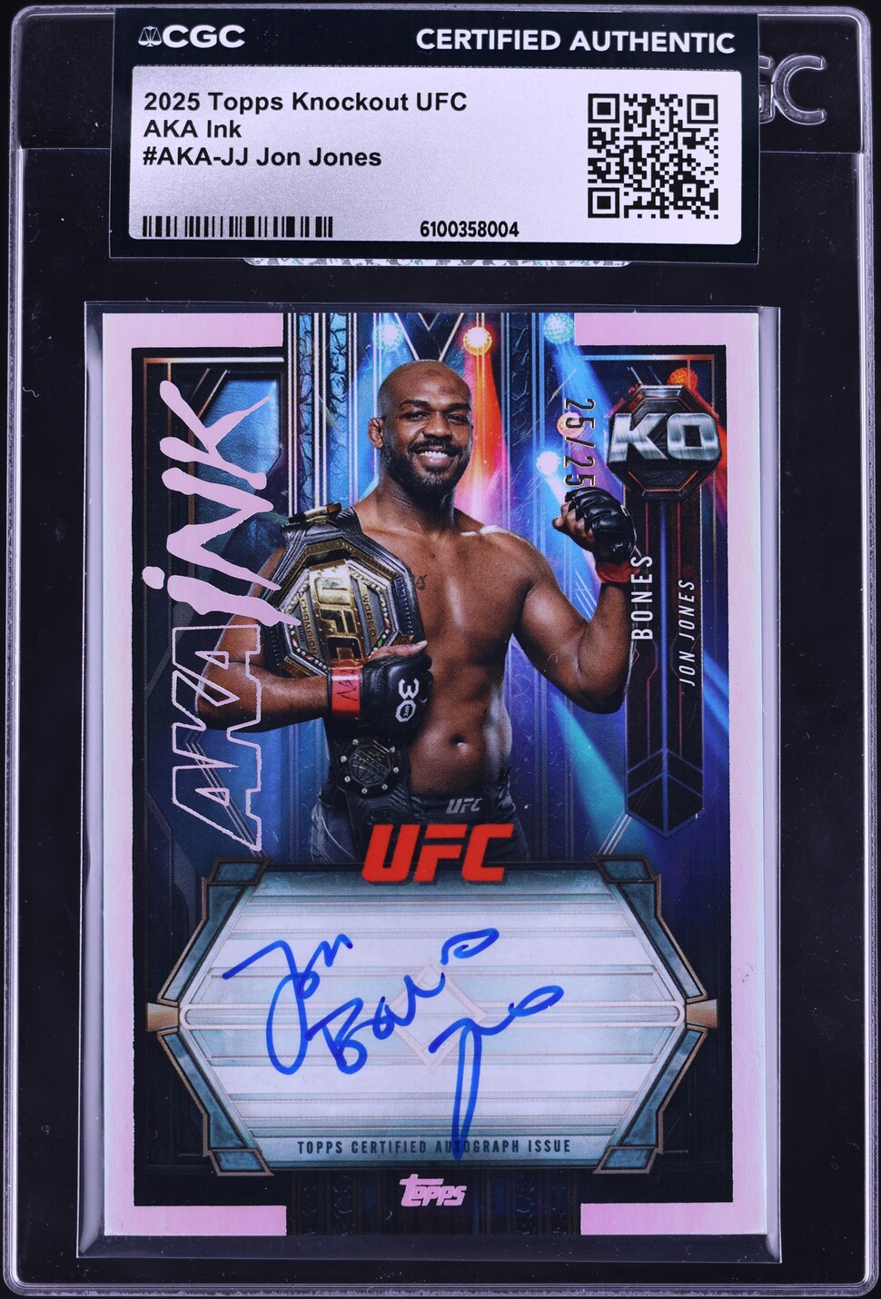 2025 Topps Knockout UFC AKA Ink Jon Jones AUTO 25/25 #AKA-JJ CGC AUTH ...