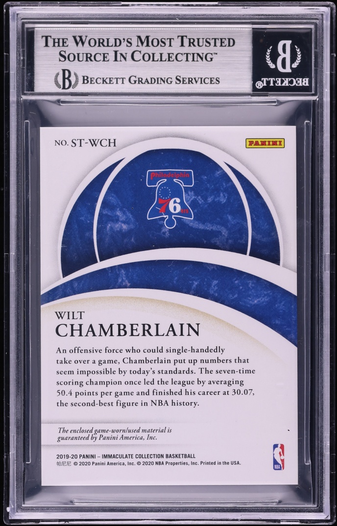 2019 Immaculate Collection The Standard Wilt Chamberlain PATCH /49 #ST ...