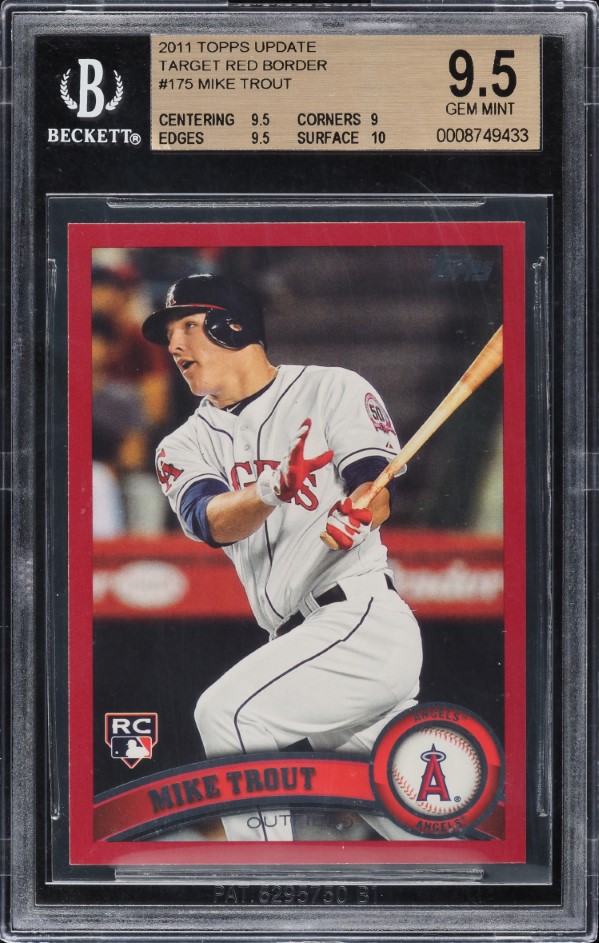 2011 Topps Update Target Red Border Mike Trout ROOKIE RC #US175 BGS 9.5 ...