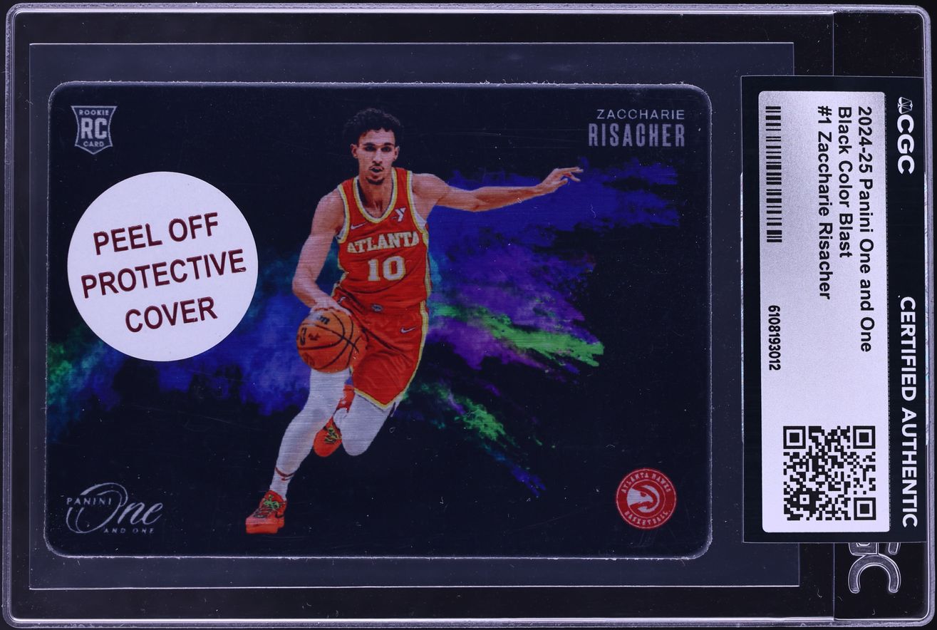 2024 Panini One And One Black Color Blast Zaccharie Risacher ROOKIE #1 ...