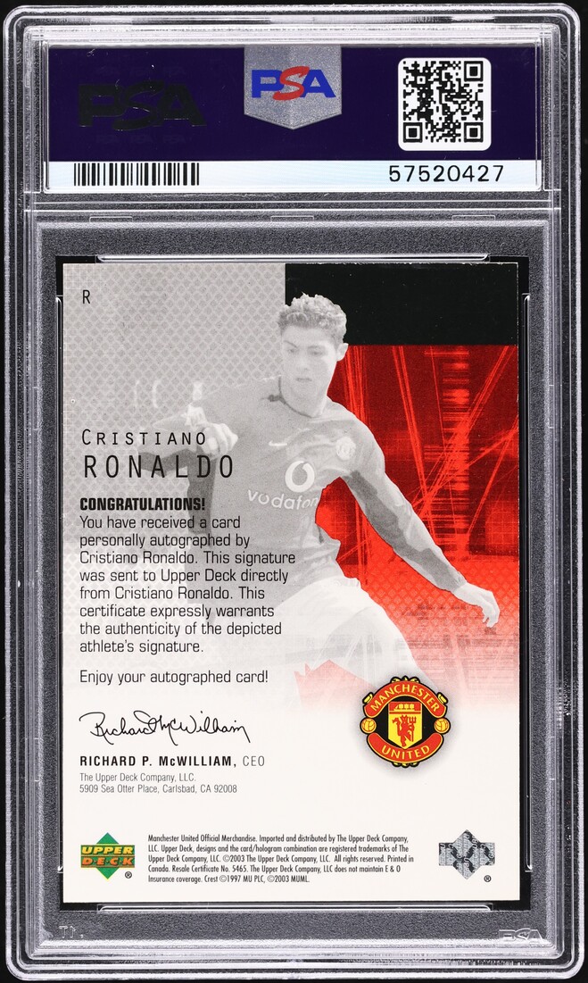 2003 UD Manchester United Manuscripts Red Cristiano Ronaldo RC AUTO /39 ...