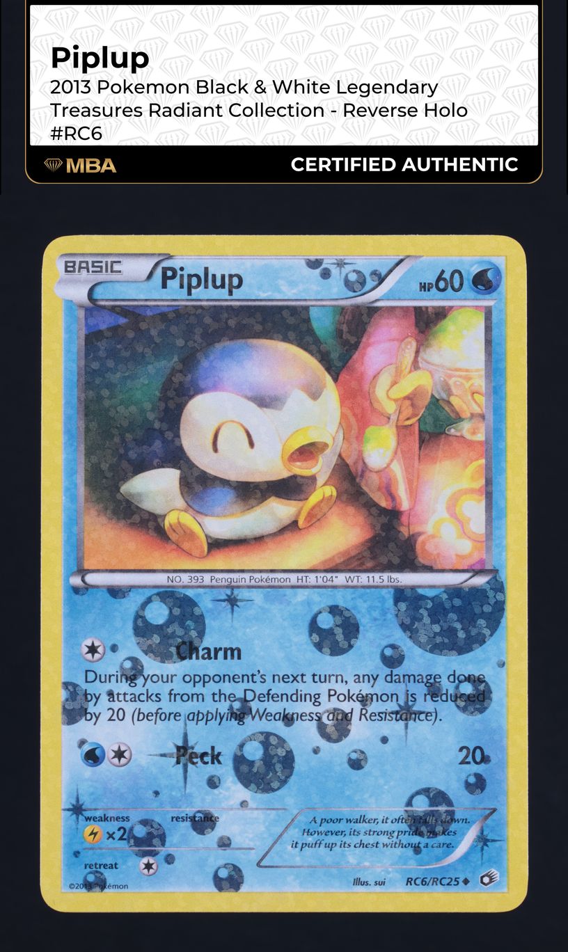2013 Pokemon BW Legendary Treasures Radiant Reverse Holo Piplup #RC6 ...
