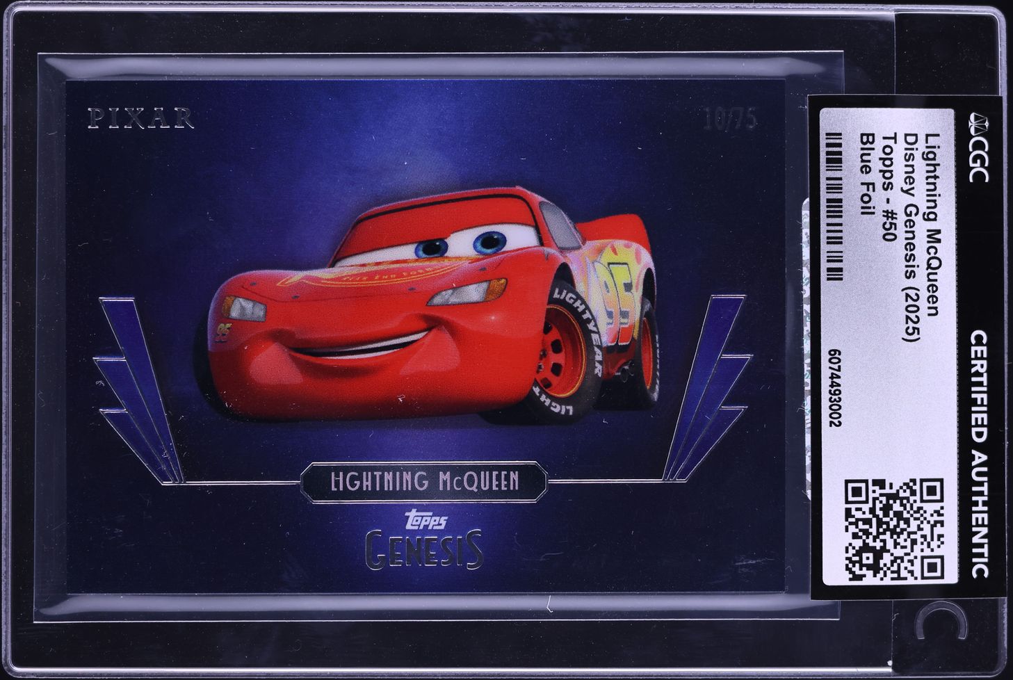 2025 Topps Disney Genesis Blue Foil Lightning McQueen /75 #50 CGC AUTH ...
