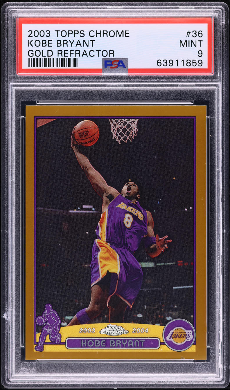 2003 Topps Chrome Gold Refractor Kobe Bryant /99 #36 PSA 9 MINT on ...