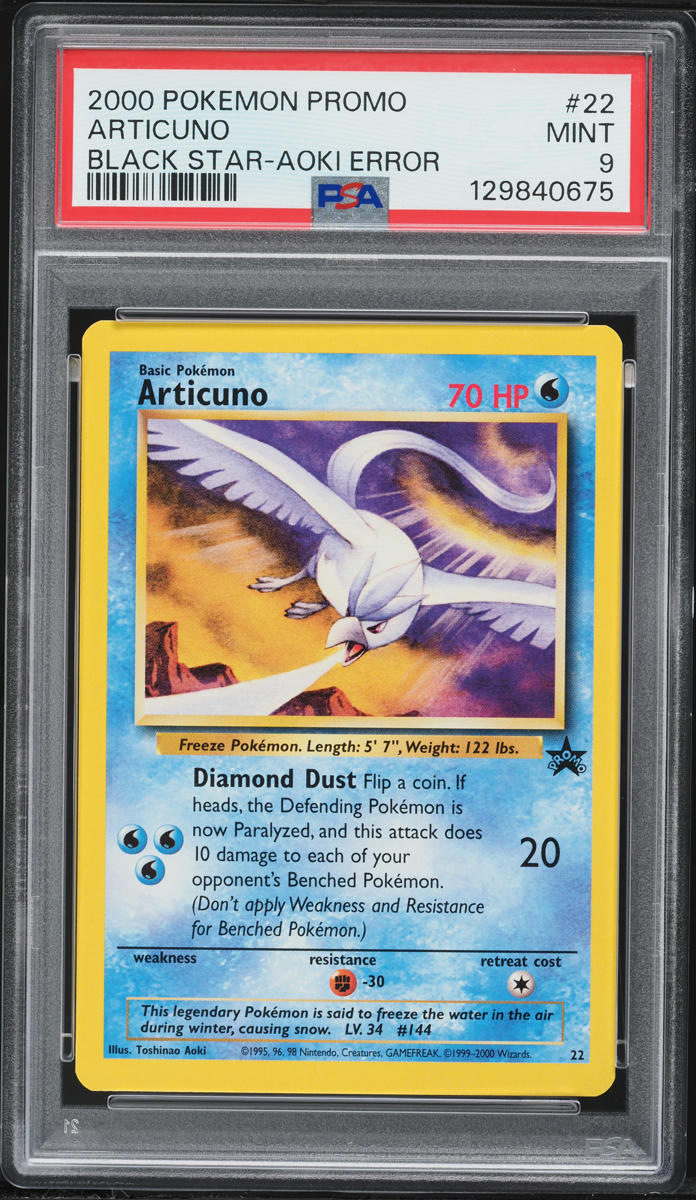 2000 Pokemon Black Star Promo Aoki Error Articuno #22 PSA 9 MINT on ...