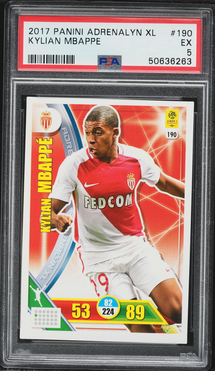 2017 Panini Adrenalyn XL Kylian Mbappe ROOKIE #190 PSA 5 EX on Fanatics ...