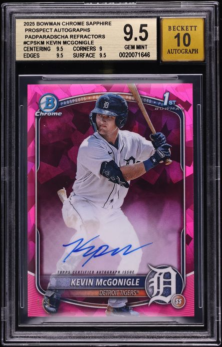 2025 Bowman Chrome Sapphire Padparadscha Refractor Kevin McGonigle ...