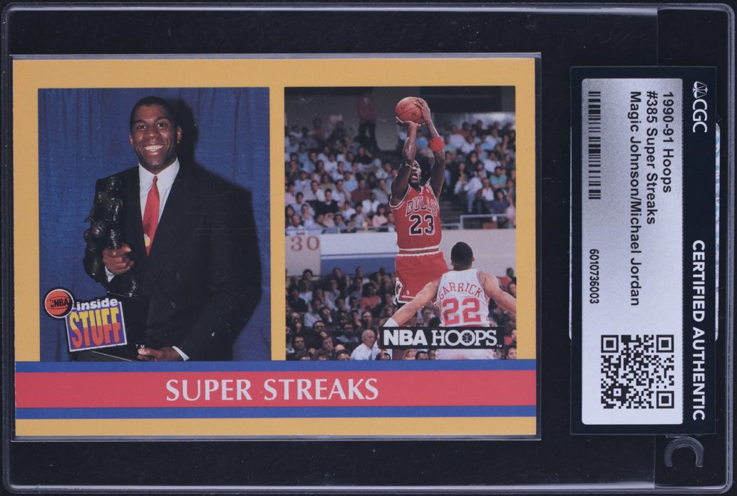 1990 Hoops Super Streaks Magic Johnson Michael Jordan #385 CGC AUTH on ...