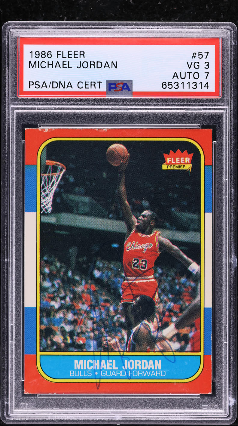1986 Fleer Basketball Michael Jordan ROOKIE AUTO DNA 7 #57 PSA 3 VG on ...