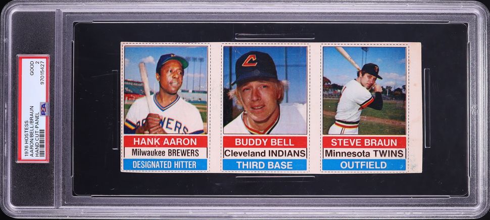 1976 Hostess Panel Hank Aaron Buddy Bell Steve Braun PSA 2 GD on ...