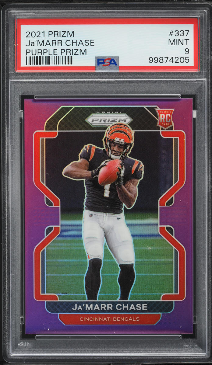 2021 Panini Prizm Purple Ja’Marr Chase ROOKIE /125 #337 PSA 9 MINT on Fanatics Collect