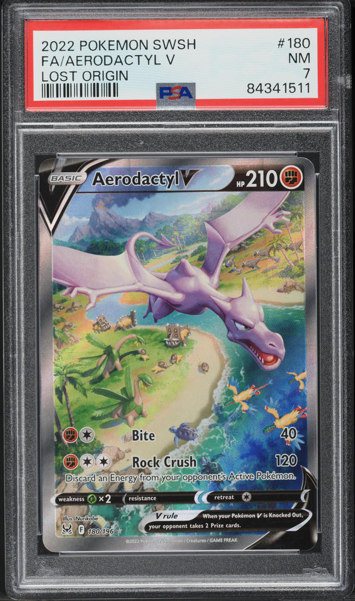 2022 Pokemon Sword & Shield Lost Origin Alt Art Aerodactyl V #180 PSA 7 ...