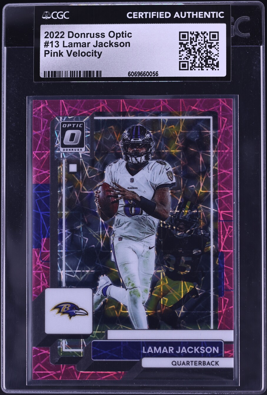 2022 Donruss Optic Pink Velocity Lamar Jackson /79 #13 CGC AUTH on ...