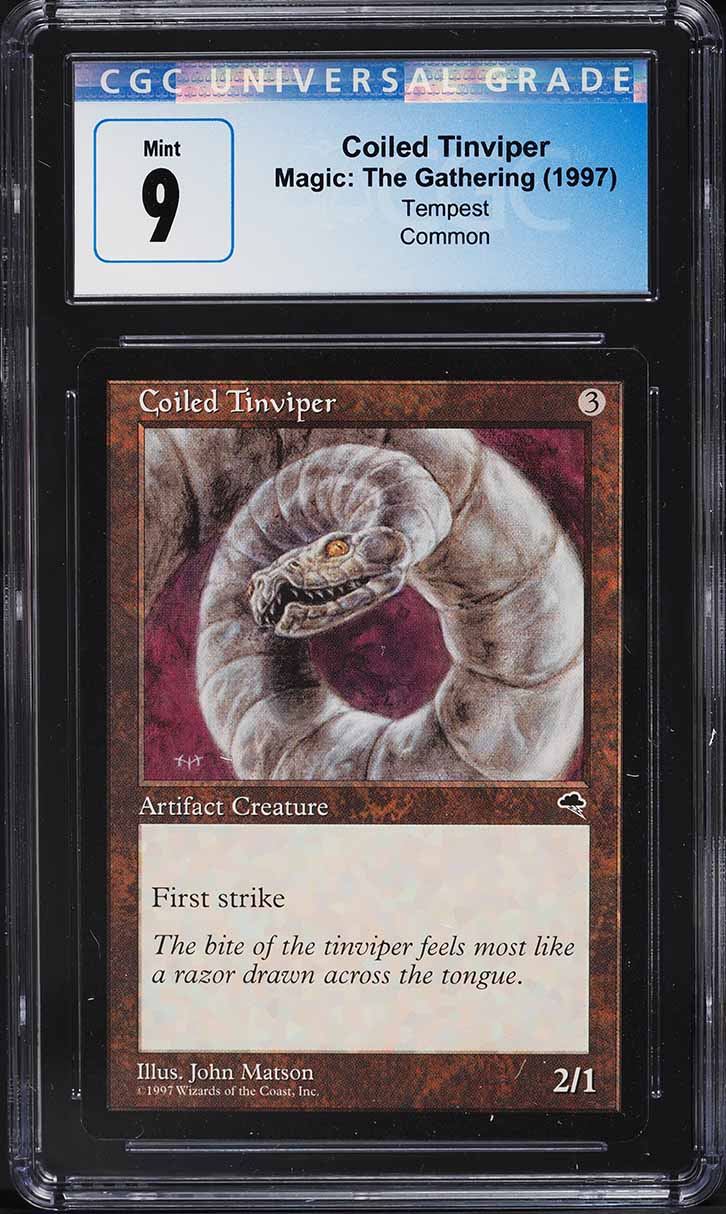 1997 Magic The Gathering MTG Tempest Coiled Tinviper CGC 9 MINT on ...
