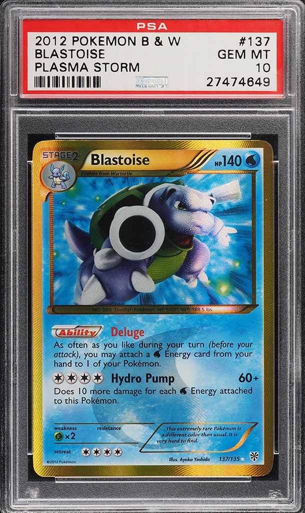 2012 Pokemon Black & White Plasma Storm Secret Blastoise #137 PSA 10 ...