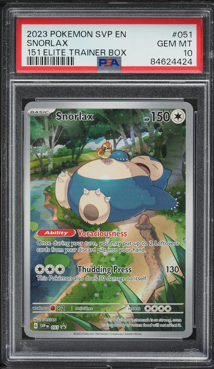 2023 Pokemon SV 151 Black Star Promo Elite Trainer Snorlax #51 PSA 10 GEM MINT on Fanatics Collect