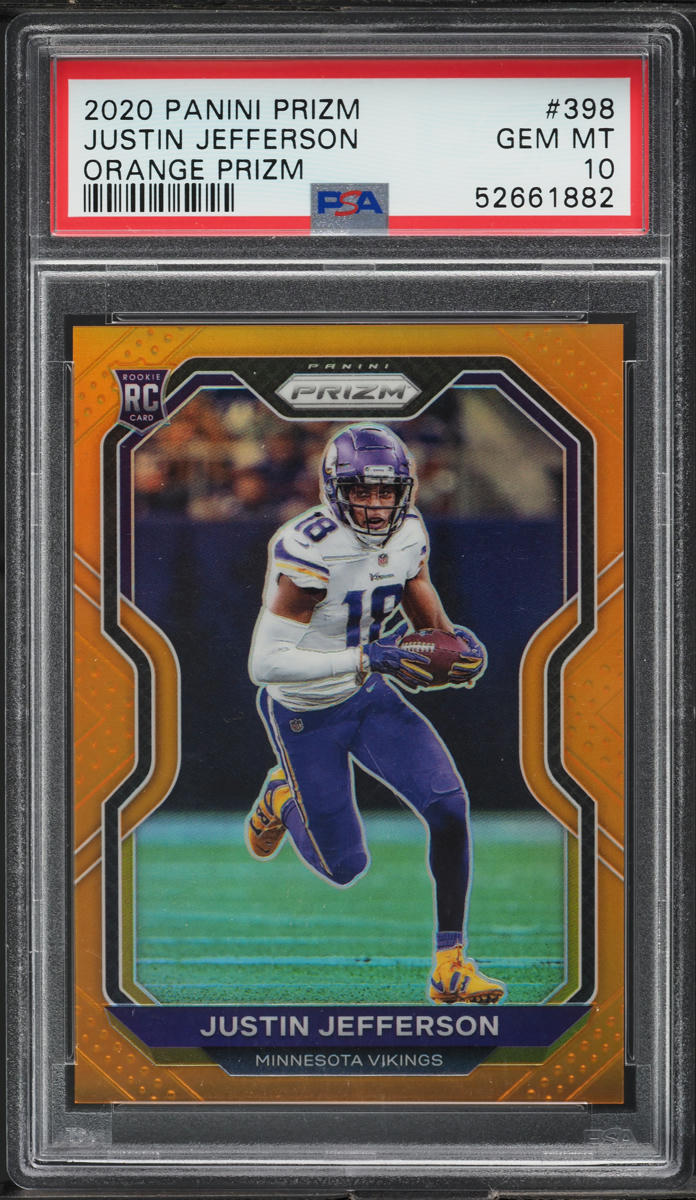 2020 Panini Prizm Orange Justin Jefferson ROOKIE /249 #398 PSA 10 GEM ...