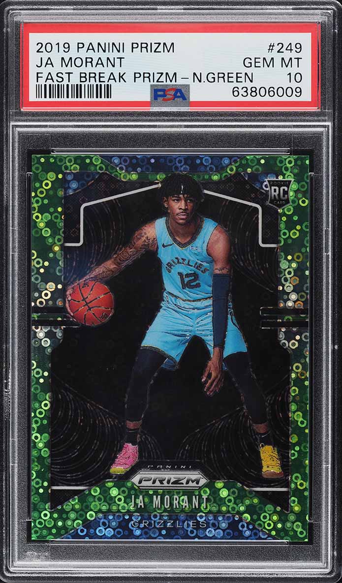 2019 Panini Prizm Fast Break Prizm Neon Green Ja Morant ROOKIE /5 #249 ...