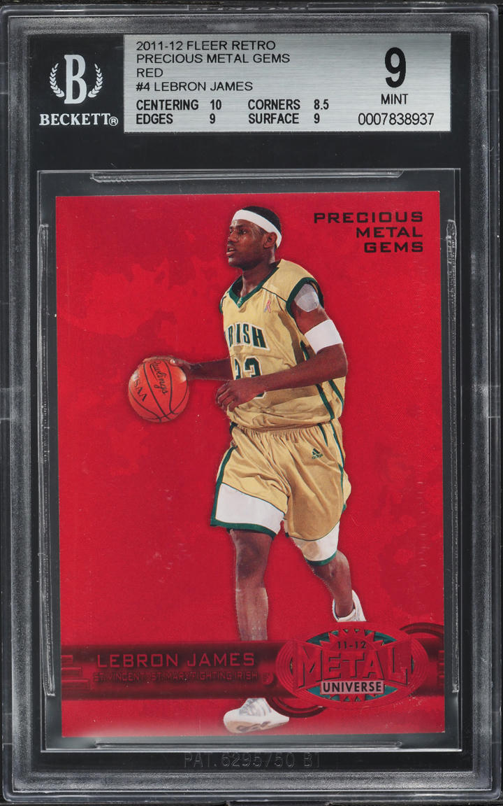 2011 Fleer Retro Precious Metal Gems PMG Red LeBron James /150 #4 BGS 9 ...