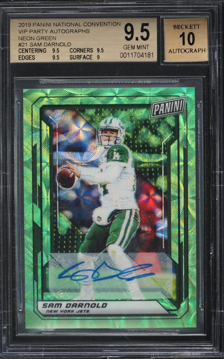 2019 Panini National Convention VIP Neon Green Sam Darnold AUTO /25 #21 BGS 9.5 on Fanatics Collect