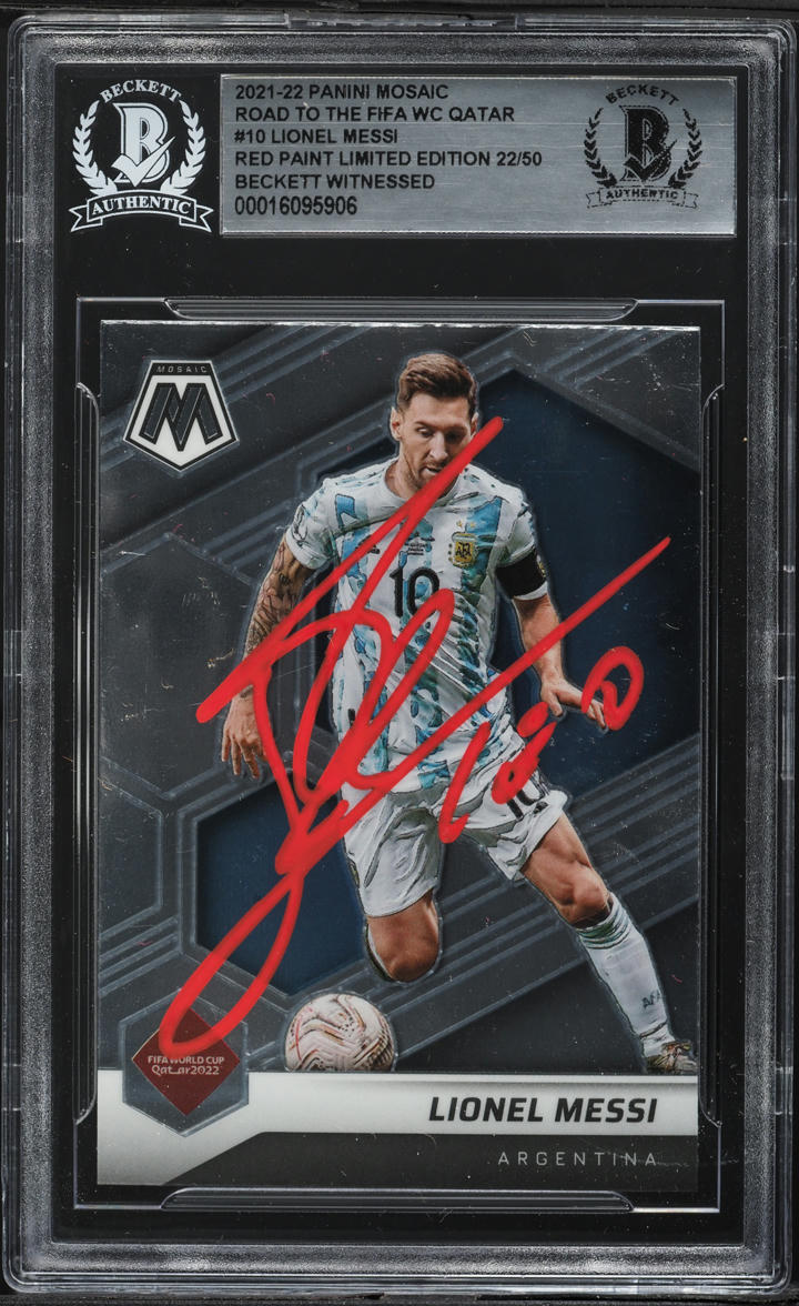 2021 Panini Mosaic FIFA Red Paint Limited Edition Lionel Messi AUTO /50 ...