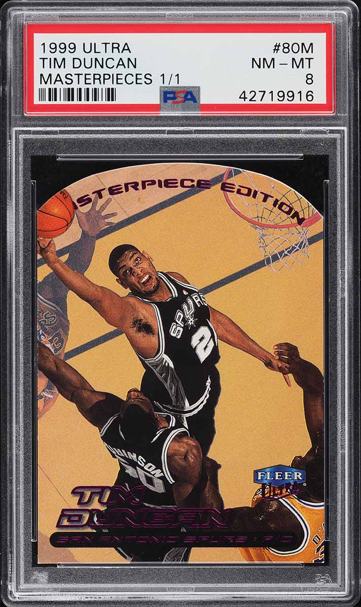 1999 Fleer Ultra Masterpieces Tim Duncan 1/1 #80M PSA 8 NM-MT on ...