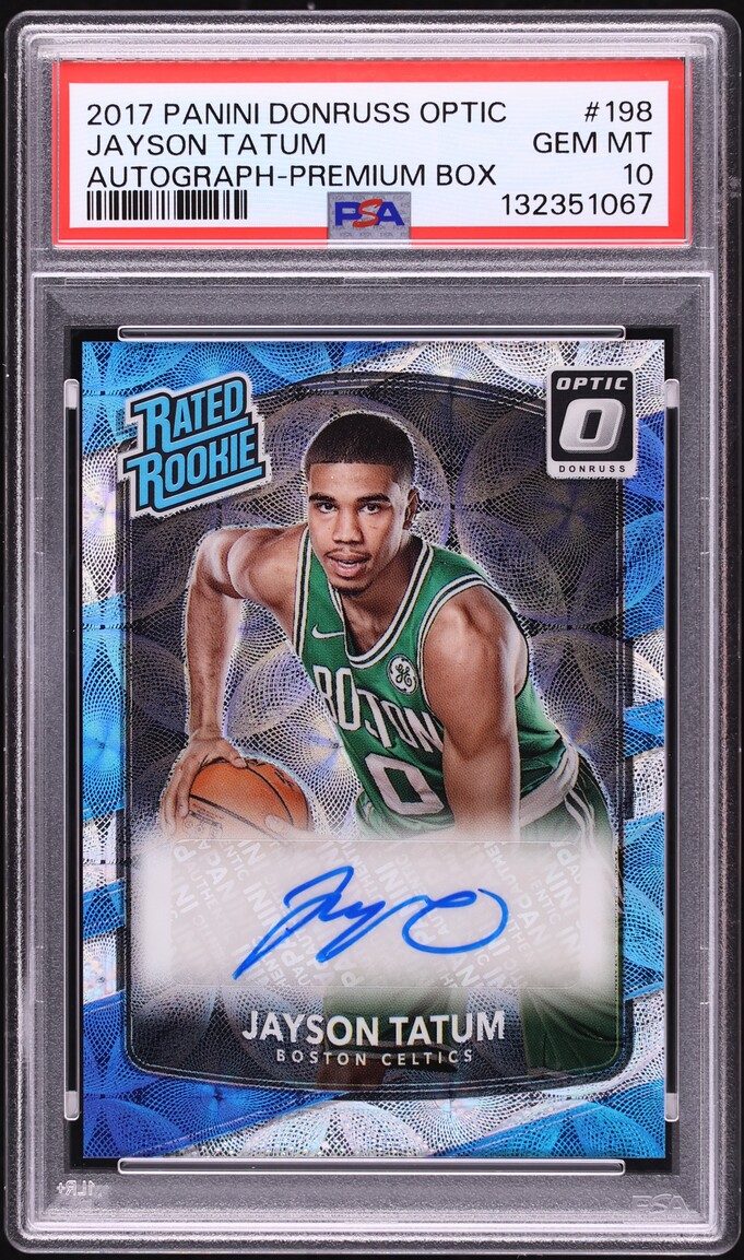 2017 Donruss Optic Premium Box Jayson Tatum ROOKIE AUTO /25 #198 PSA 10 ...