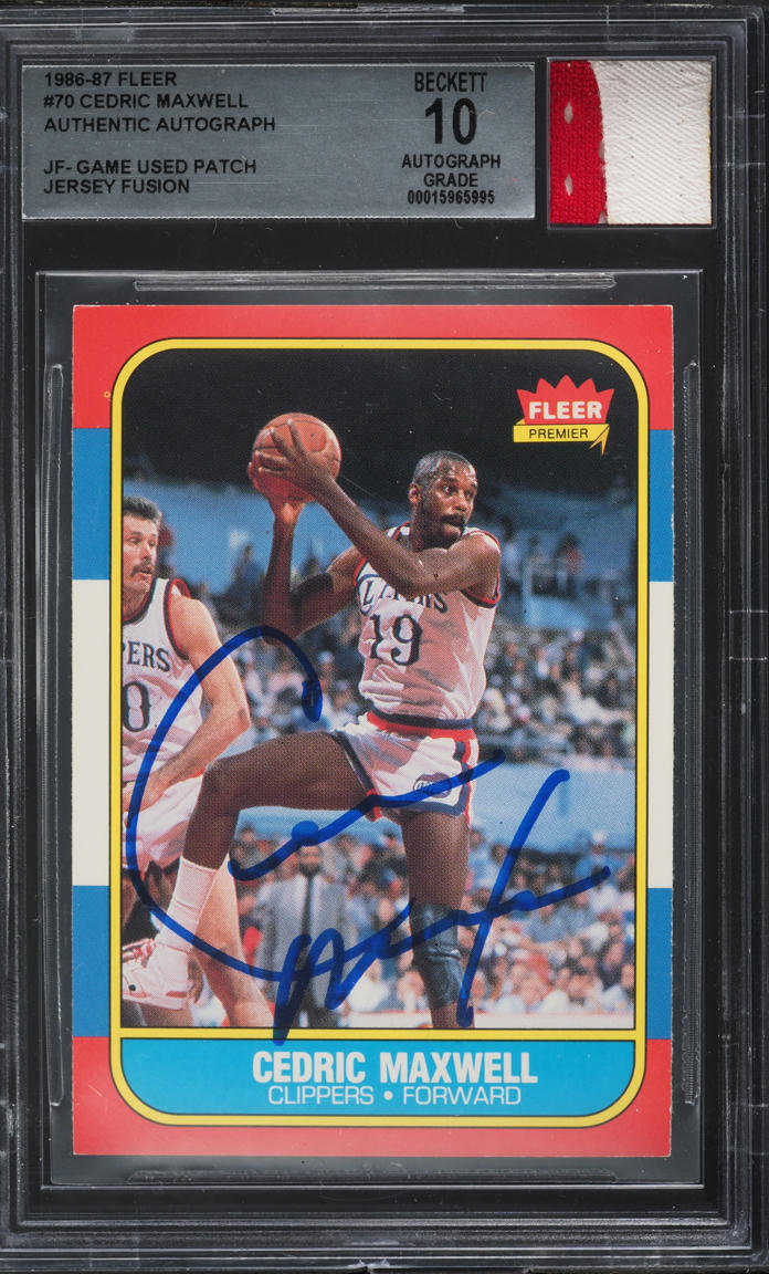 1986 Fleer Basketball Cedric Maxwell GAME USED PATCH AUTO #70 BGS AUTH on Fanatics Collect