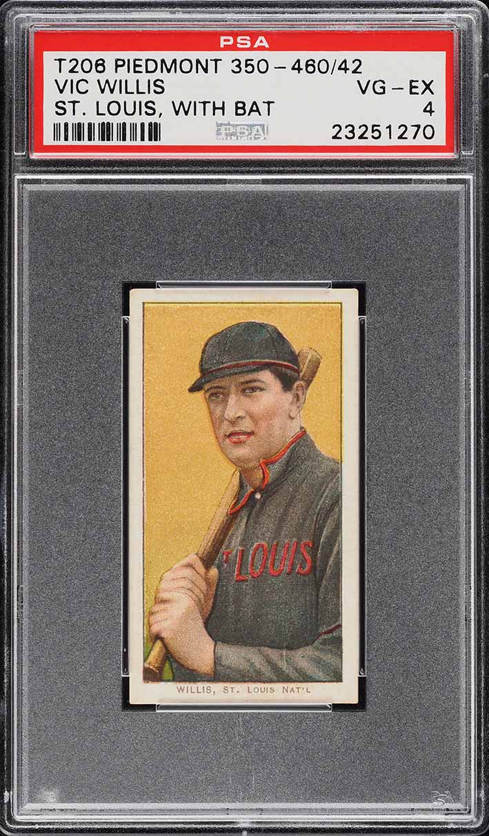 1909-11 T206 Vic Willis WITH BAT, PIEDMONT 350-460/42 PSA 4 VGEX (PWCC ...
