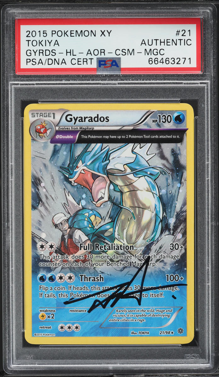2015 Pokemon XY Ancient Origins Holo Gyarados Tokiya AUTO #21 PSA AUTH ...