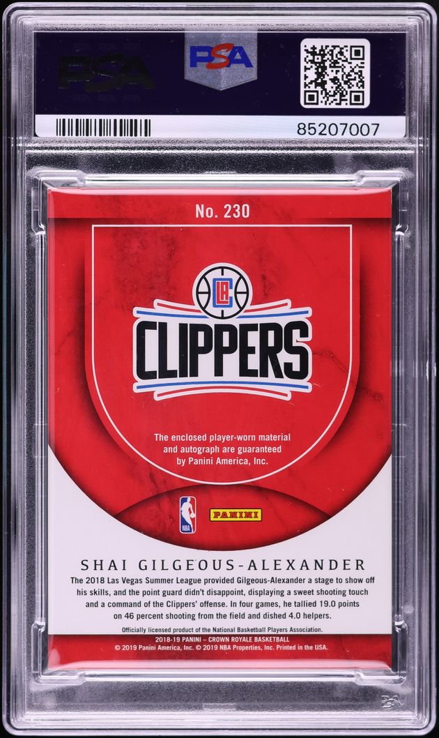 2018 Crown Royale Prime Shai Gilgeous-Alexander ROOKIE PATCH AUTO DNA ...