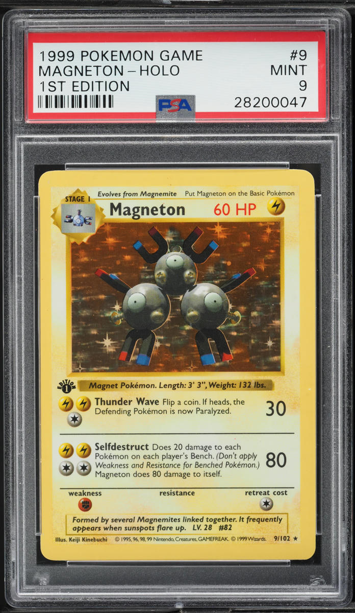 1999 Pokemon Base Set Shadowless 1st Edition Holo Magneton #9 PSA 9 ...
