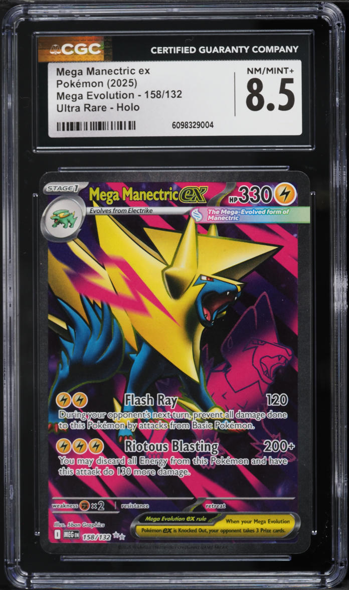 2025 Pokemon Mega Evolution Full Art Mega Manectric ex #158 CGC 8.5 NM ...