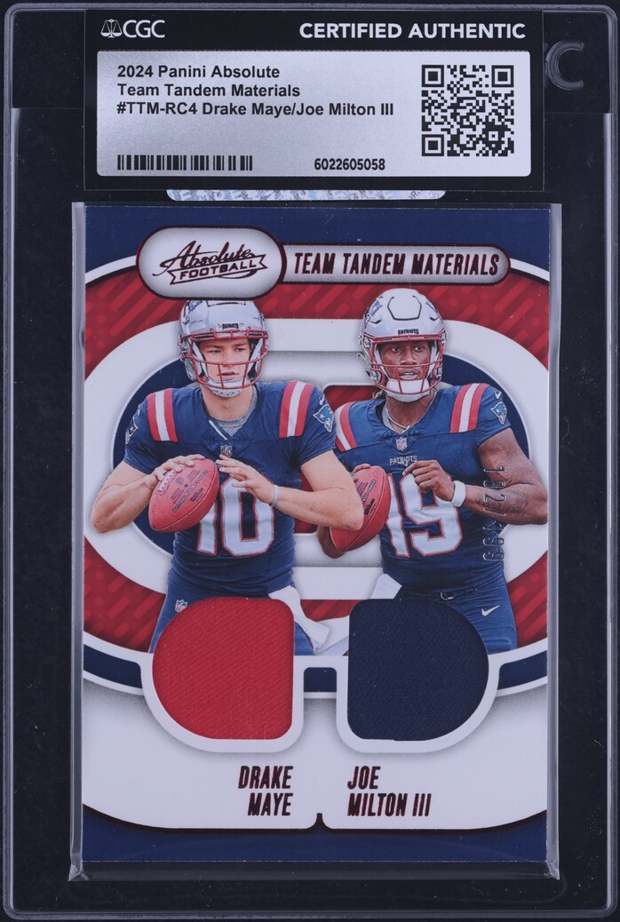 2024 Absolute Team Tandem Drake Maye Joe Milton III ROOKIE PATCH /199 CGC AUTH on Fanatics Collect