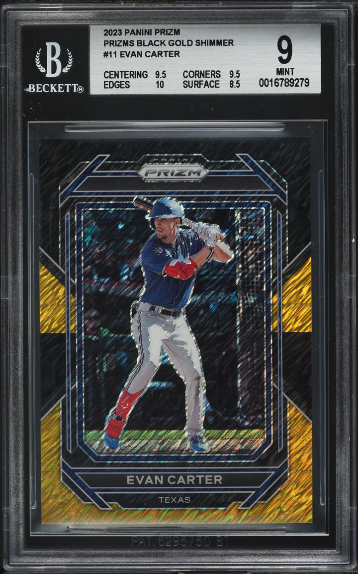 2023 Panini Prizm Black Gold Shimmer Evan Carter ROOKIE 1/5 #11 BGS 9 ...