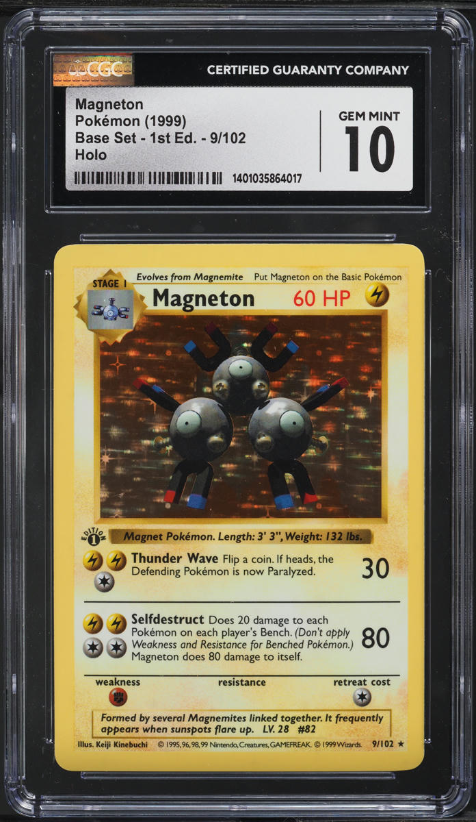 1999 Pokemon Base Set Shadowless 1st Edition Holo Magneton #9 CGC 10 GEM MINT on Fanatics Collect