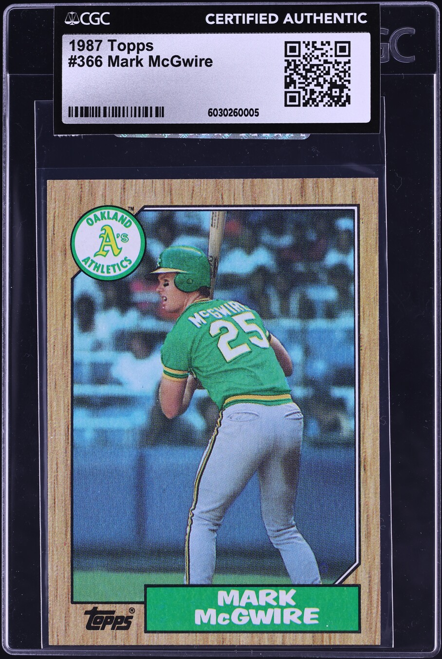1987 Topps Mark McGwire ROOKIE #366 CGC AUTH on Fanatics Collect